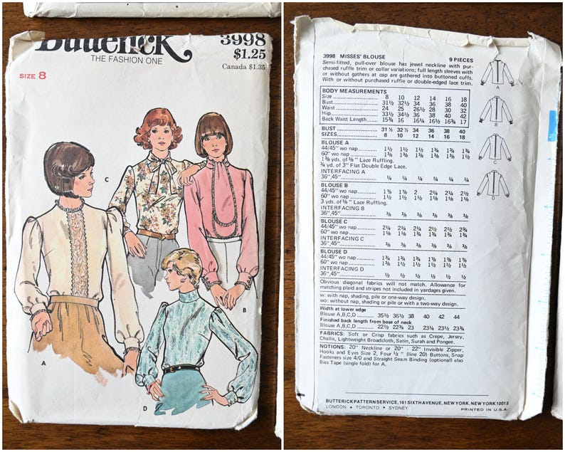 1960s and 70s Uncut Sewing Patterns Size 8 | Butterick 3580, 3746, 3789 ...