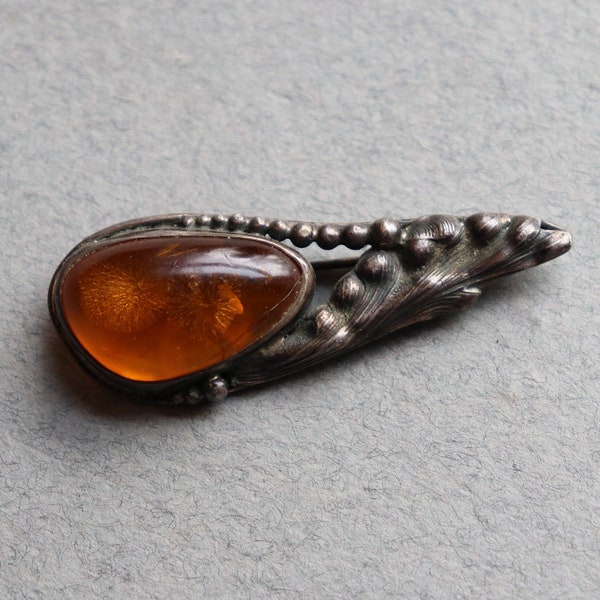 Antique Amber Brooch - Etsy