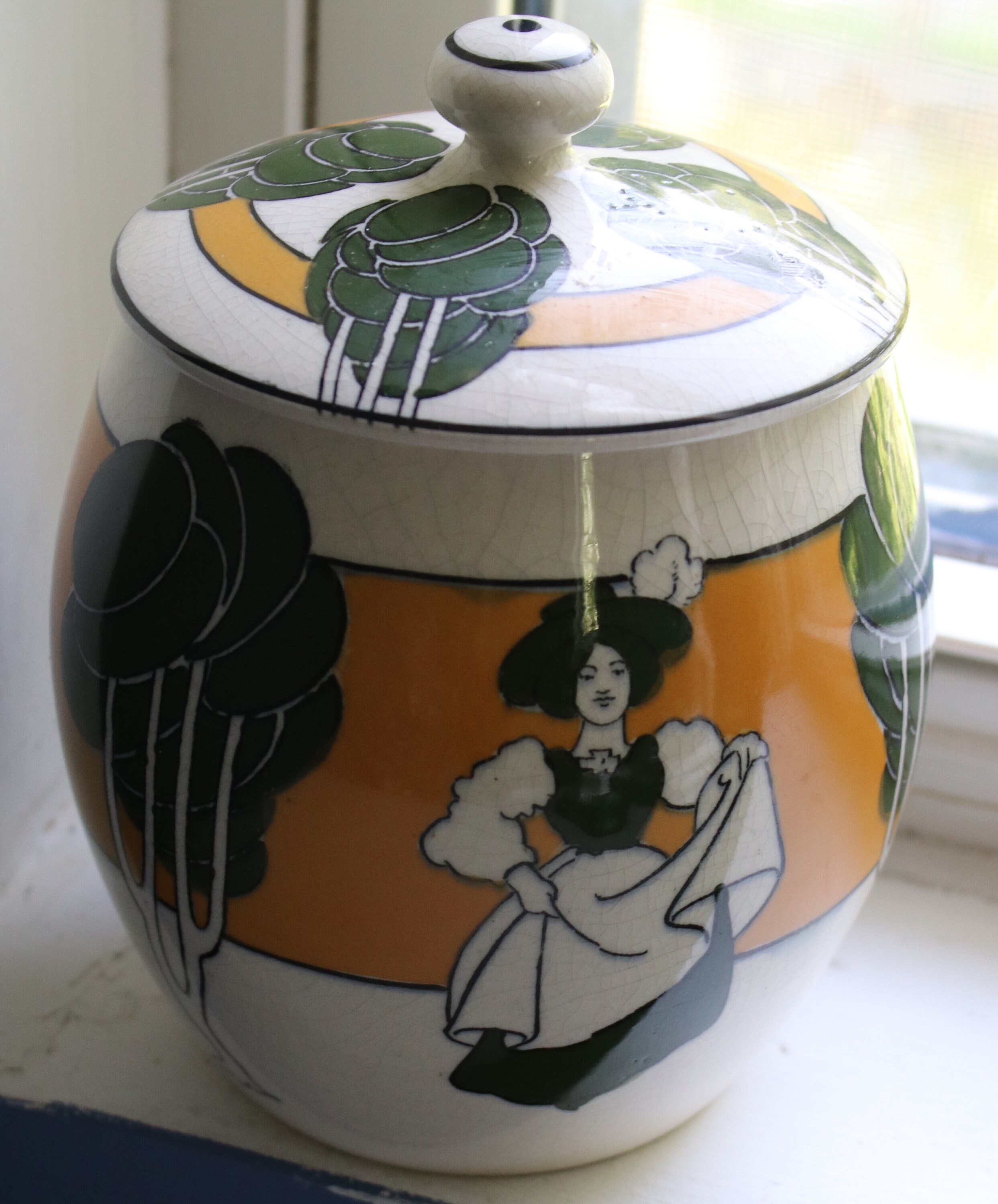 Art Nouveau, Antique Wardle Georgian Lidded Pottery Jar