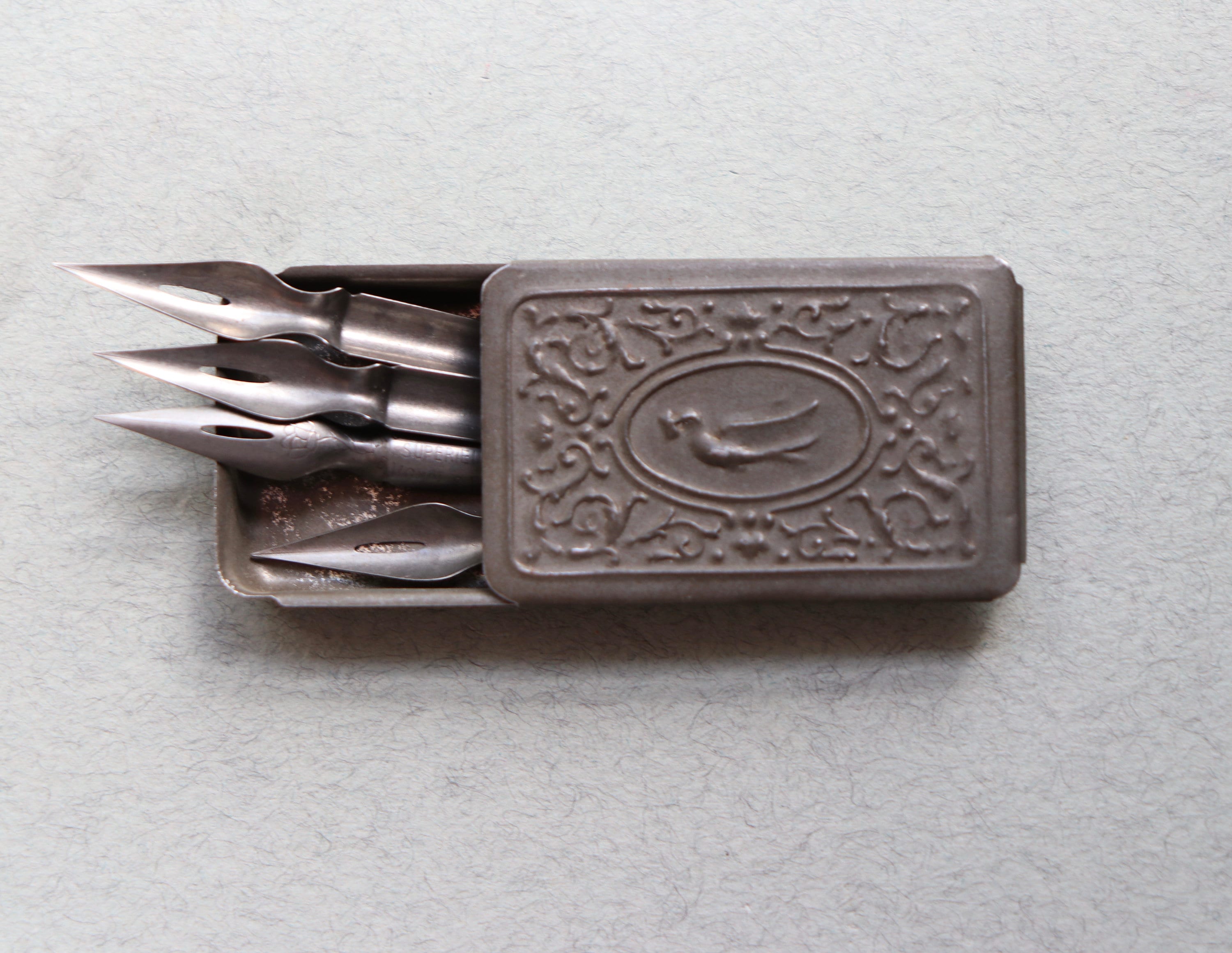 Antique, French Pen Nib Box with Four Gloire de Boulogne Nibs from ...