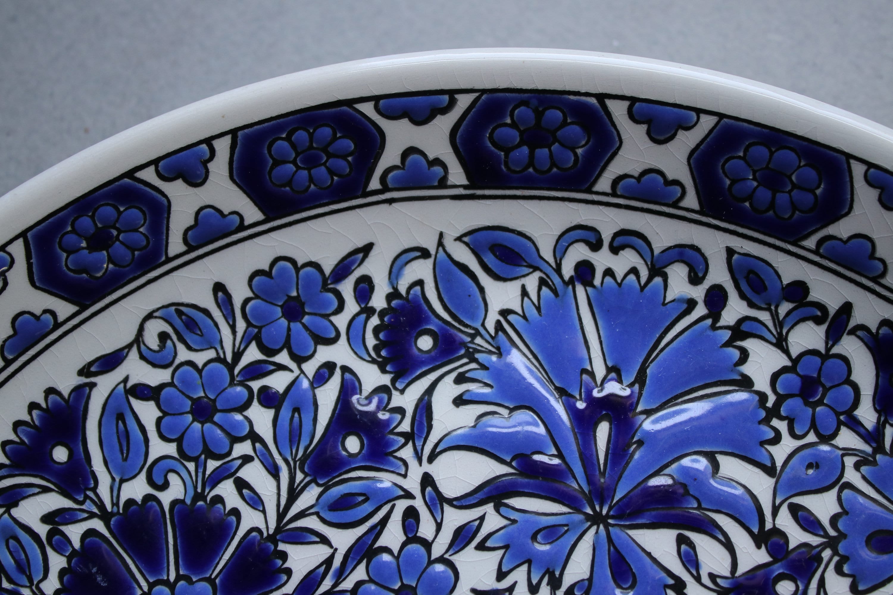 Handmade Lindos Keramik Greek Decorative Plate from Asgourou, Rhodes