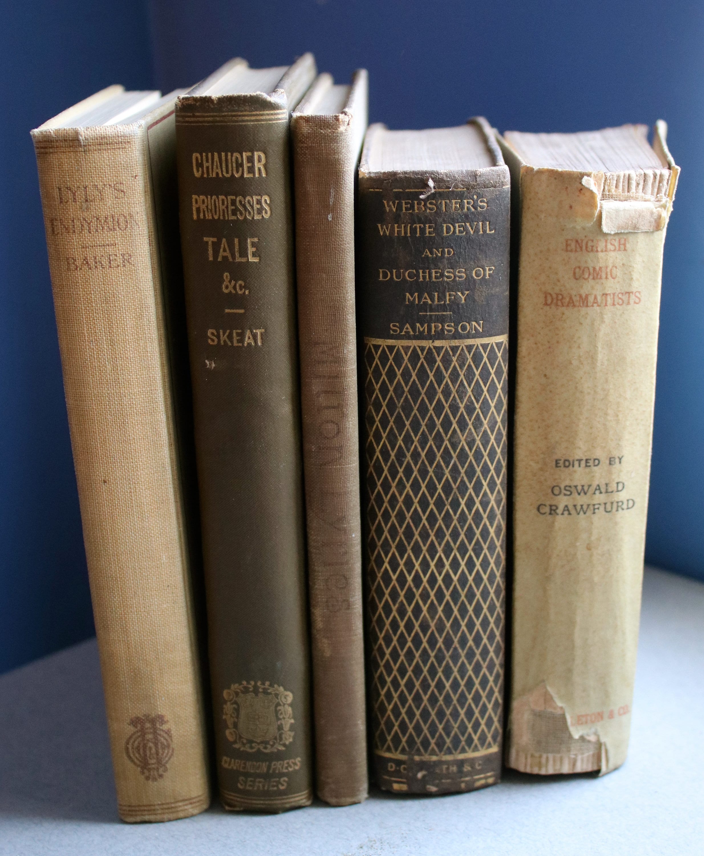 Stack of Antique Books in Neutral Colors