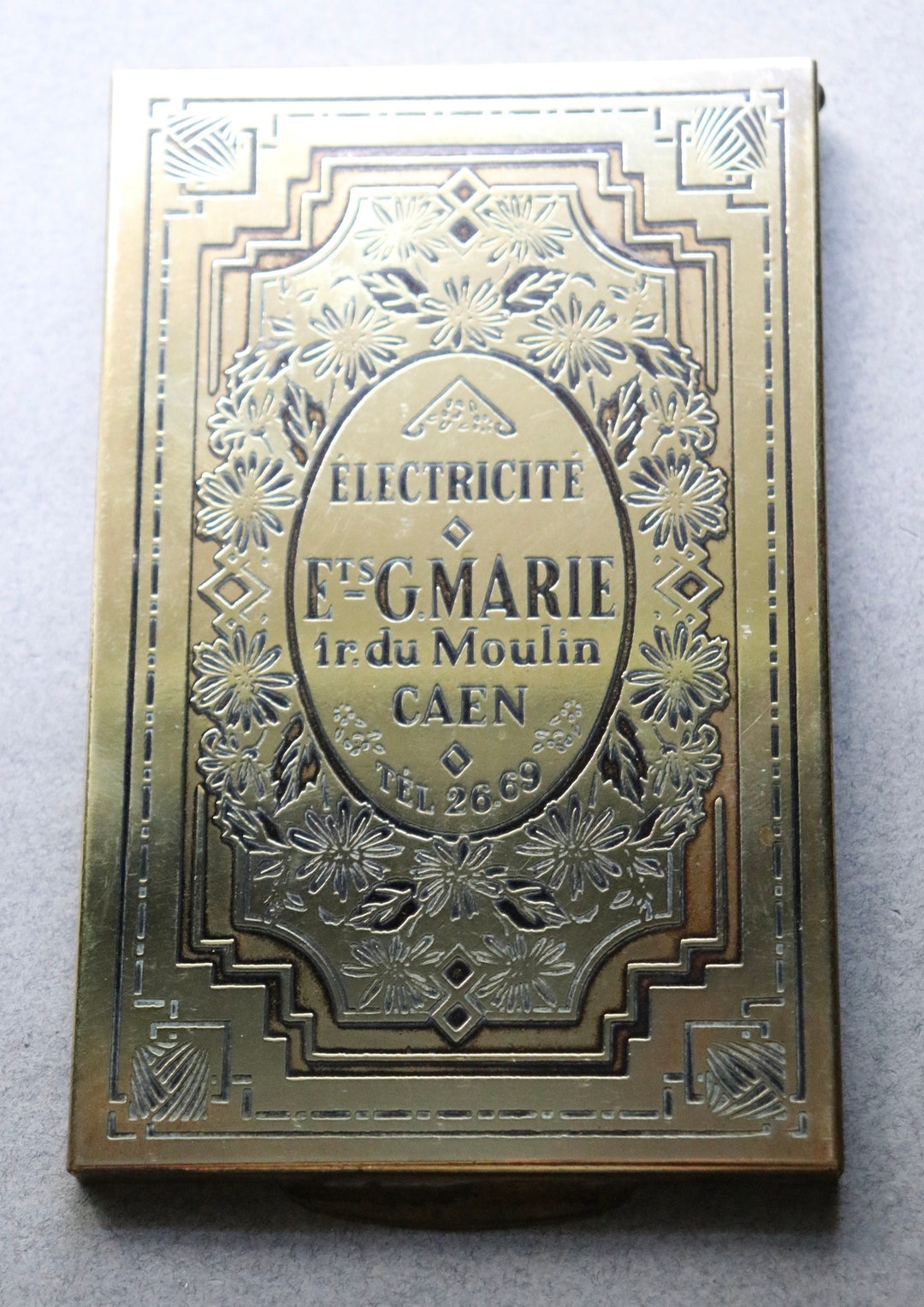 Antique, French, Brass Notepad Cover Advertising Electric Company - Etsy