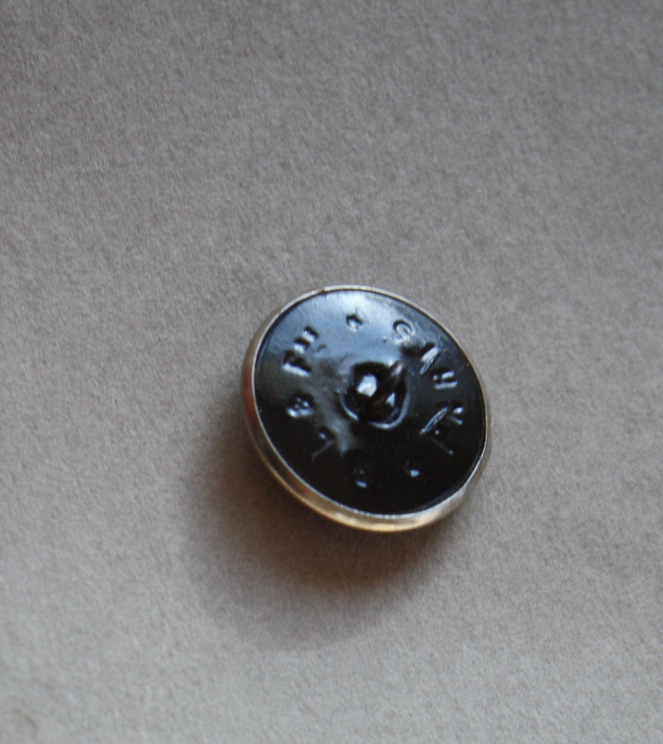 French, Metal, Antique Sporting Button with Wolf Head Profile and R L ...