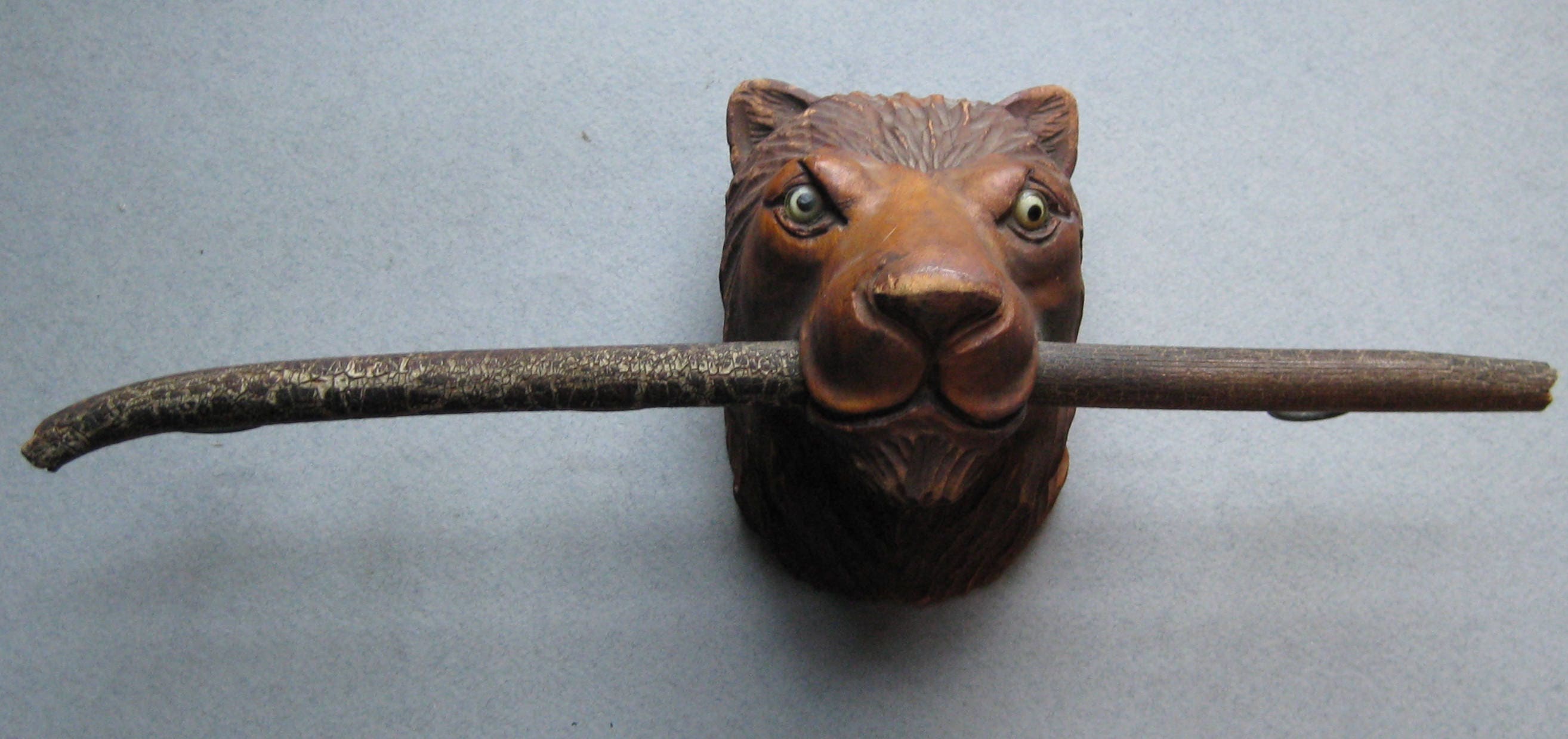 Carved, Black Forest Lion Head Key Holder