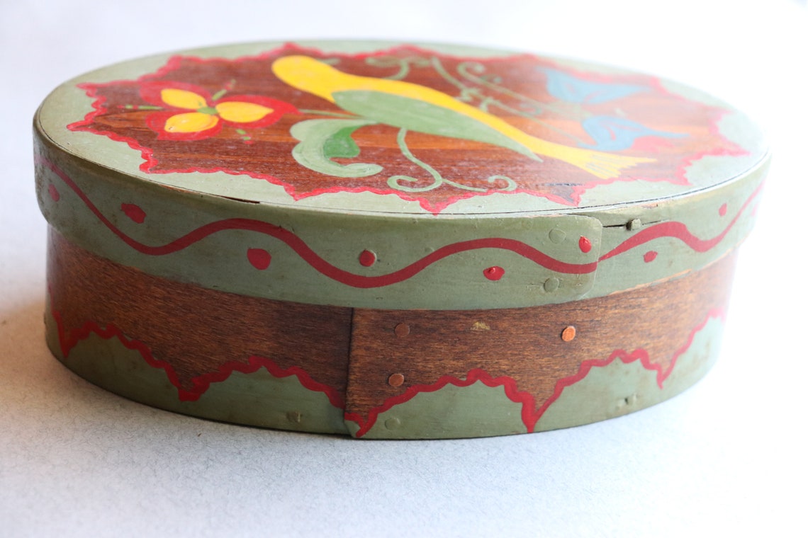 Handmade Bentwood Painted Box With Bird and Floral Motifs | Etsy