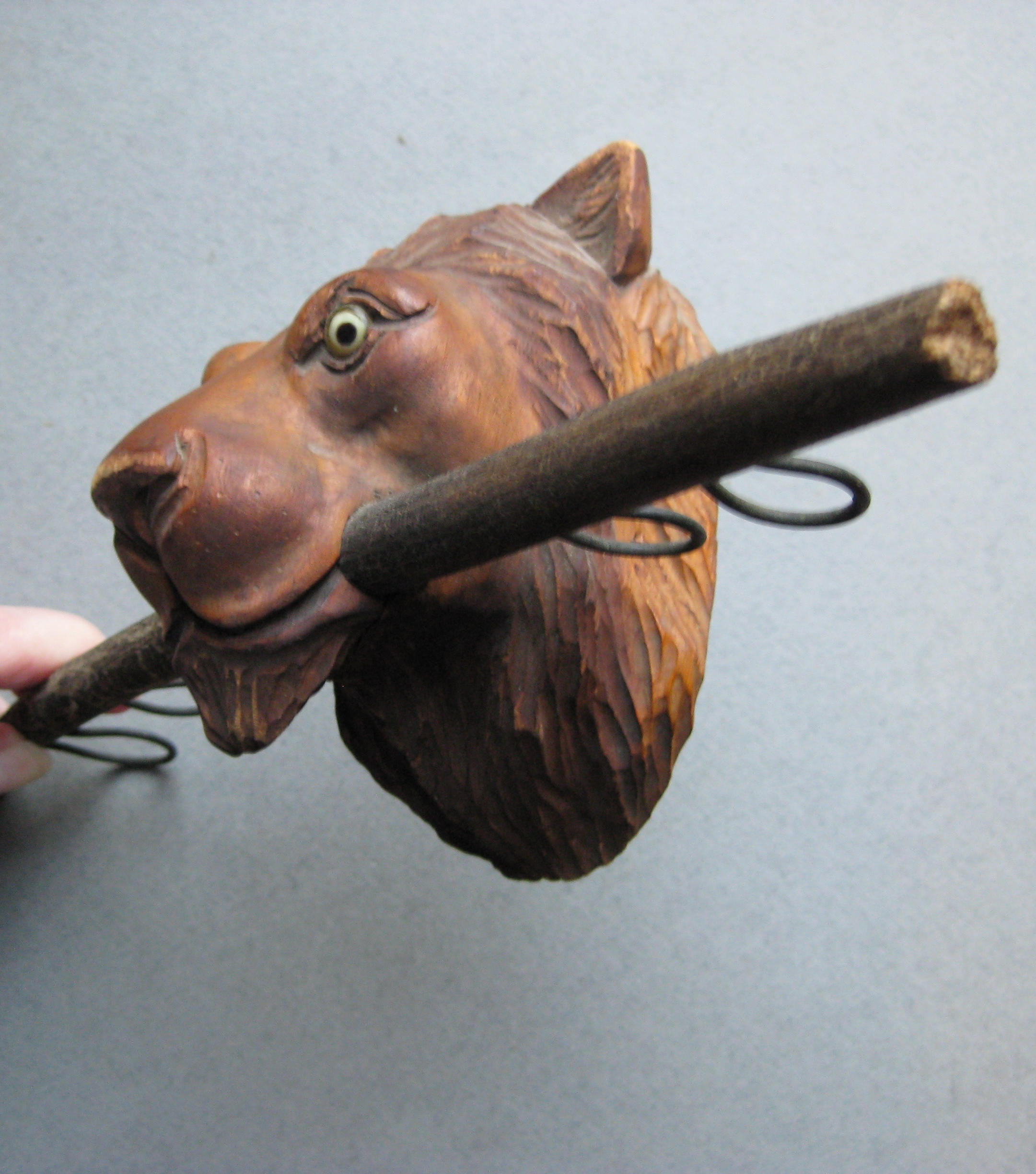 Carved, Black Forest Lion Head Key Holder