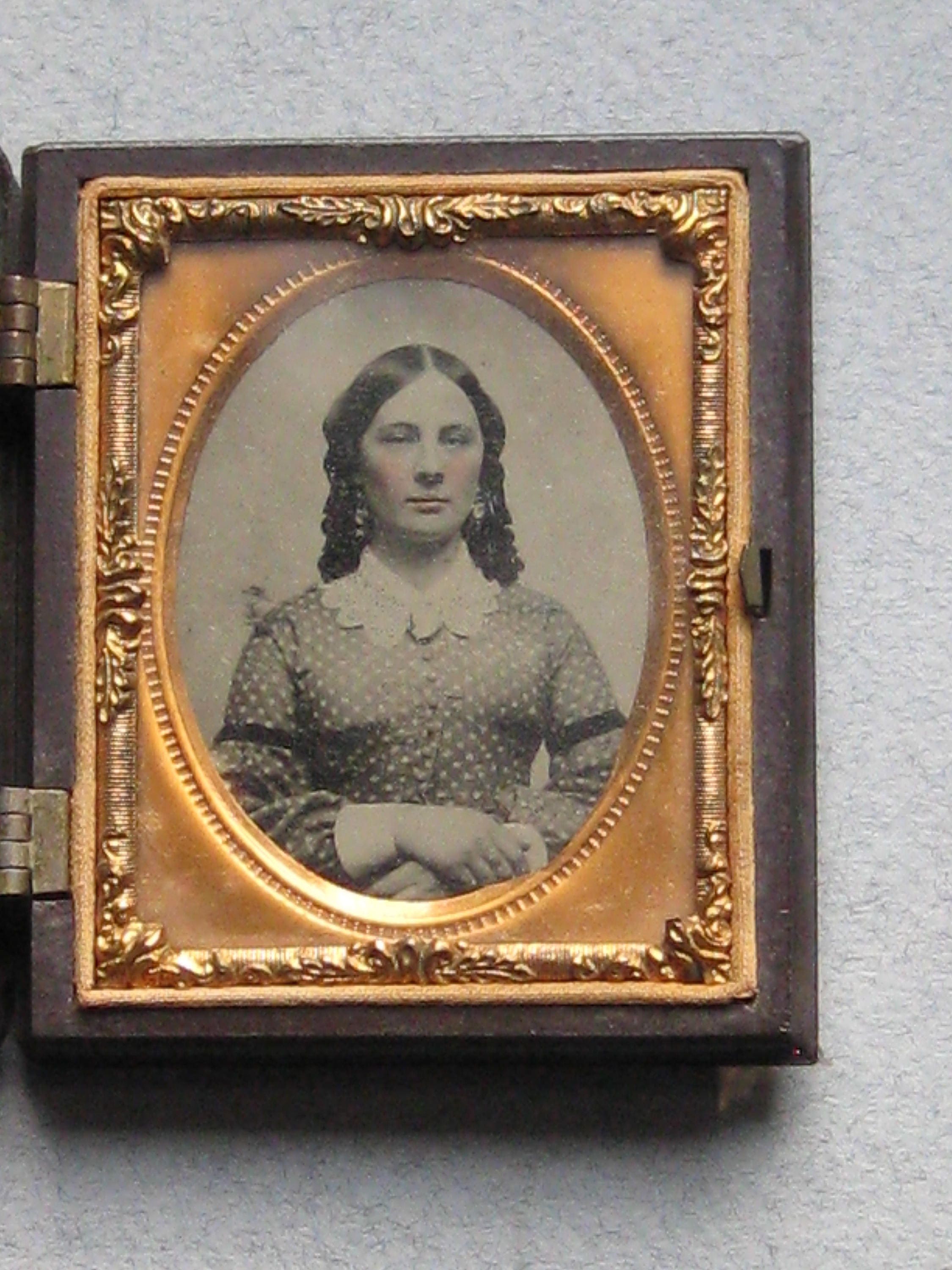 One-Ninth Plate, Hand-tinted Ambrotype of Young Girl in Elaborately ...