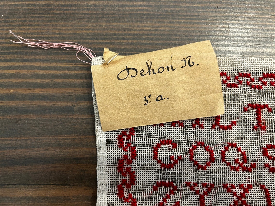 Belgian Pupil's (n.dehon) Cross Stitch, Linen Sampler From an Ecole ...
