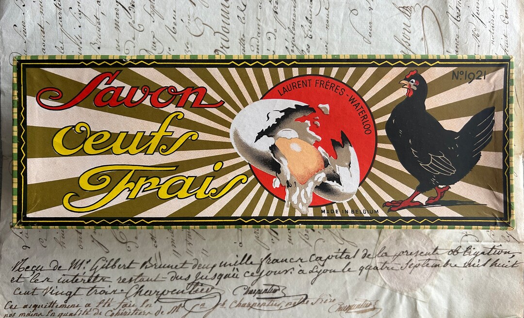 Vintage Belgian Soap Carton With Illustration: Savon Oeufs Frais by ...