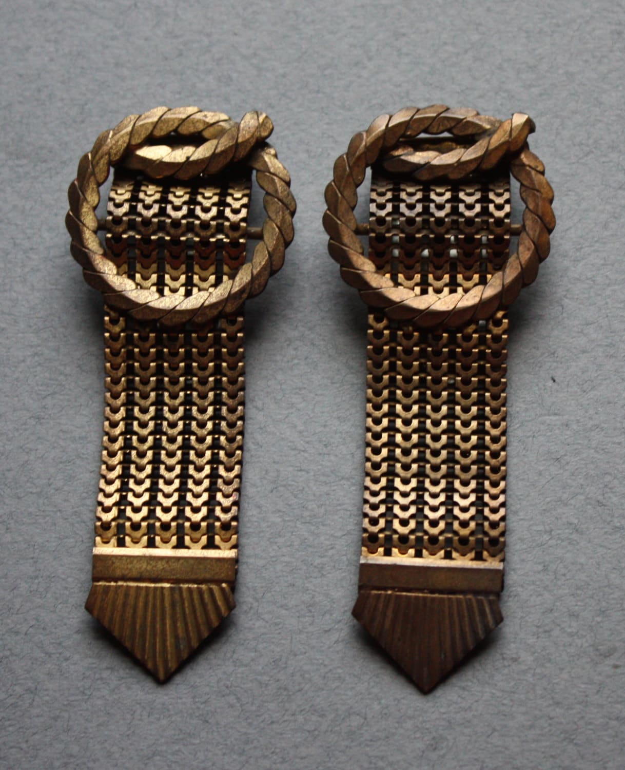 Pair of Art Deco Brass Dress Clips