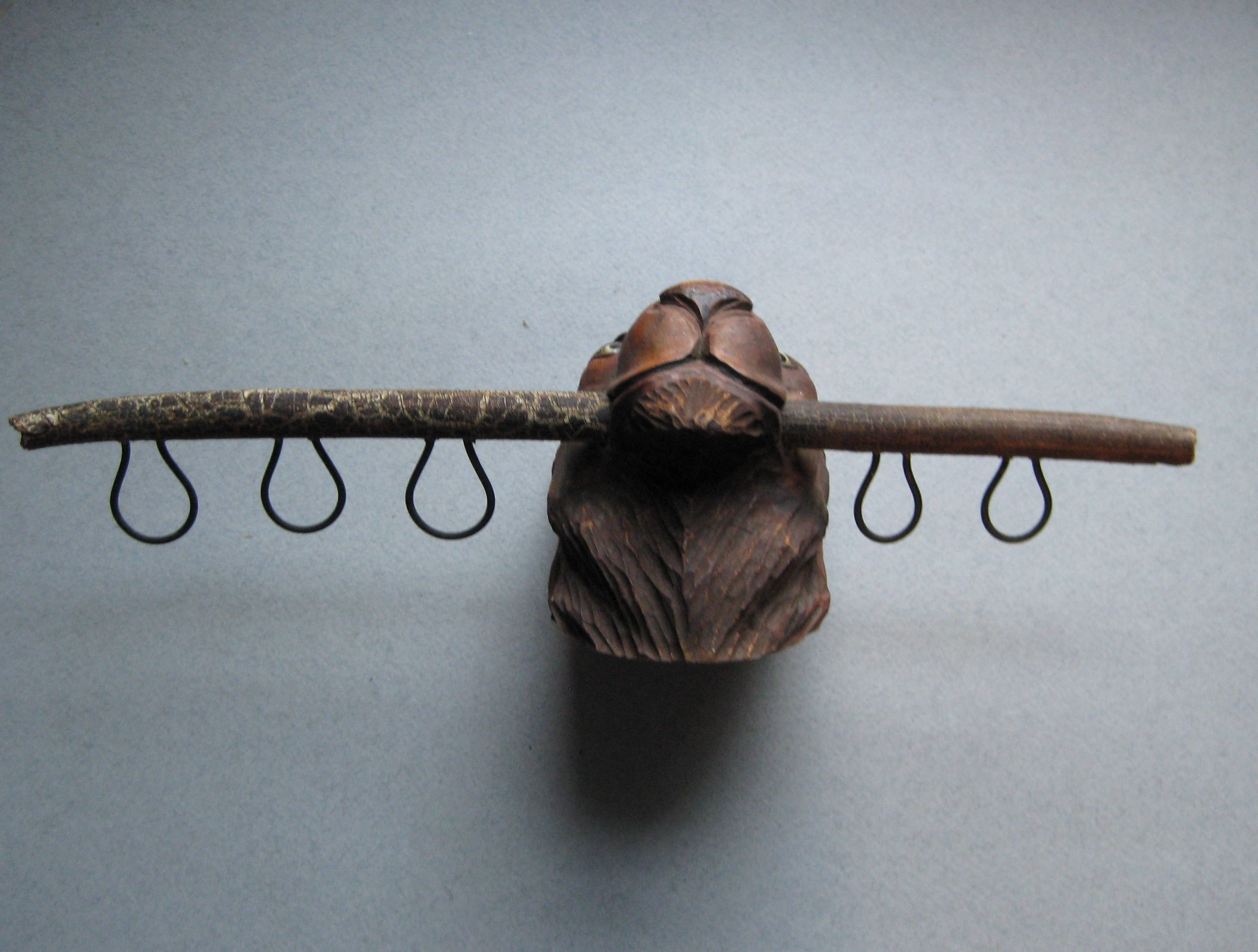 Carved, Black Forest Lion Head Key Holder