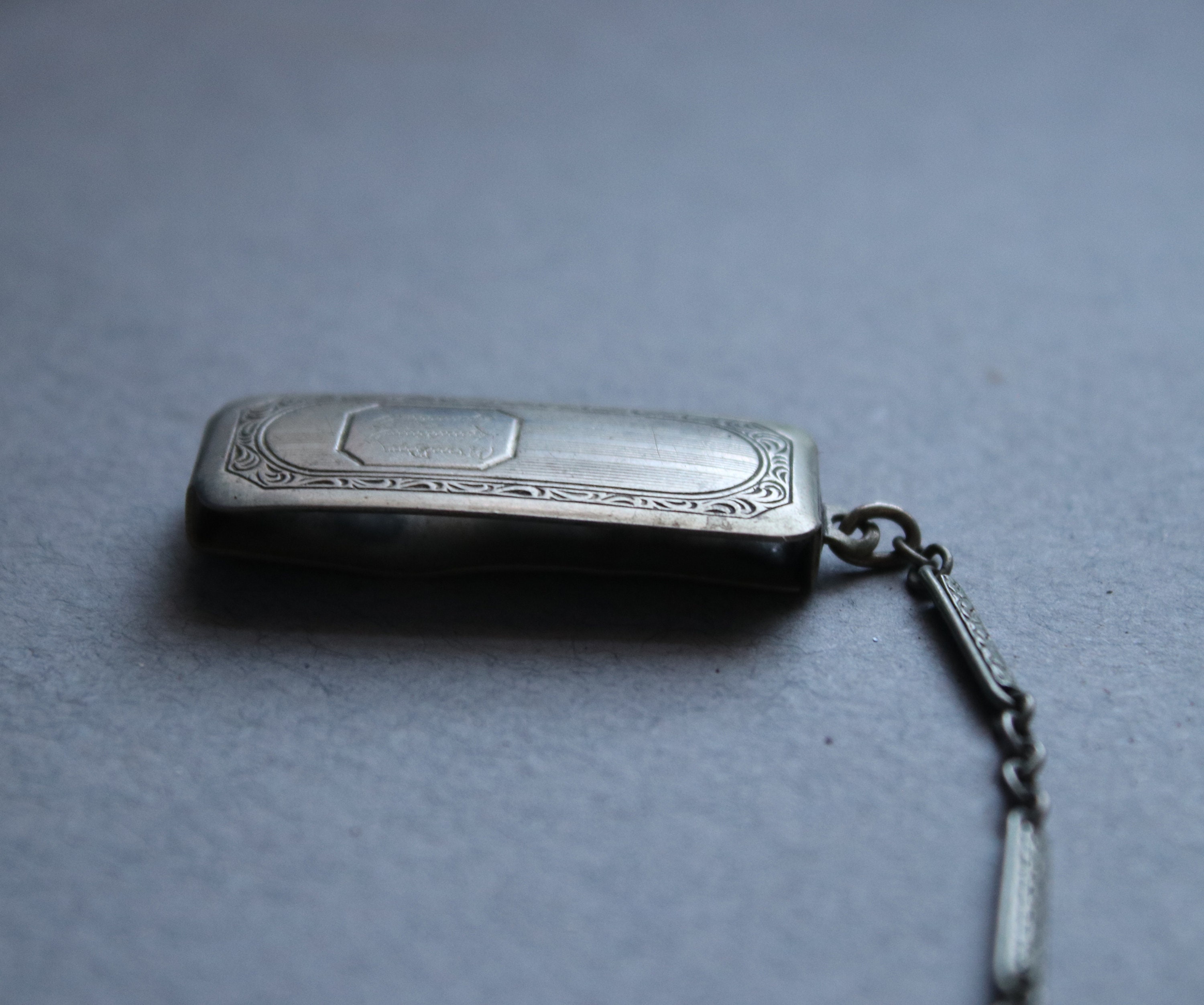 Silverplate, Art Deco, Watch Fob for Belt, Monogram M