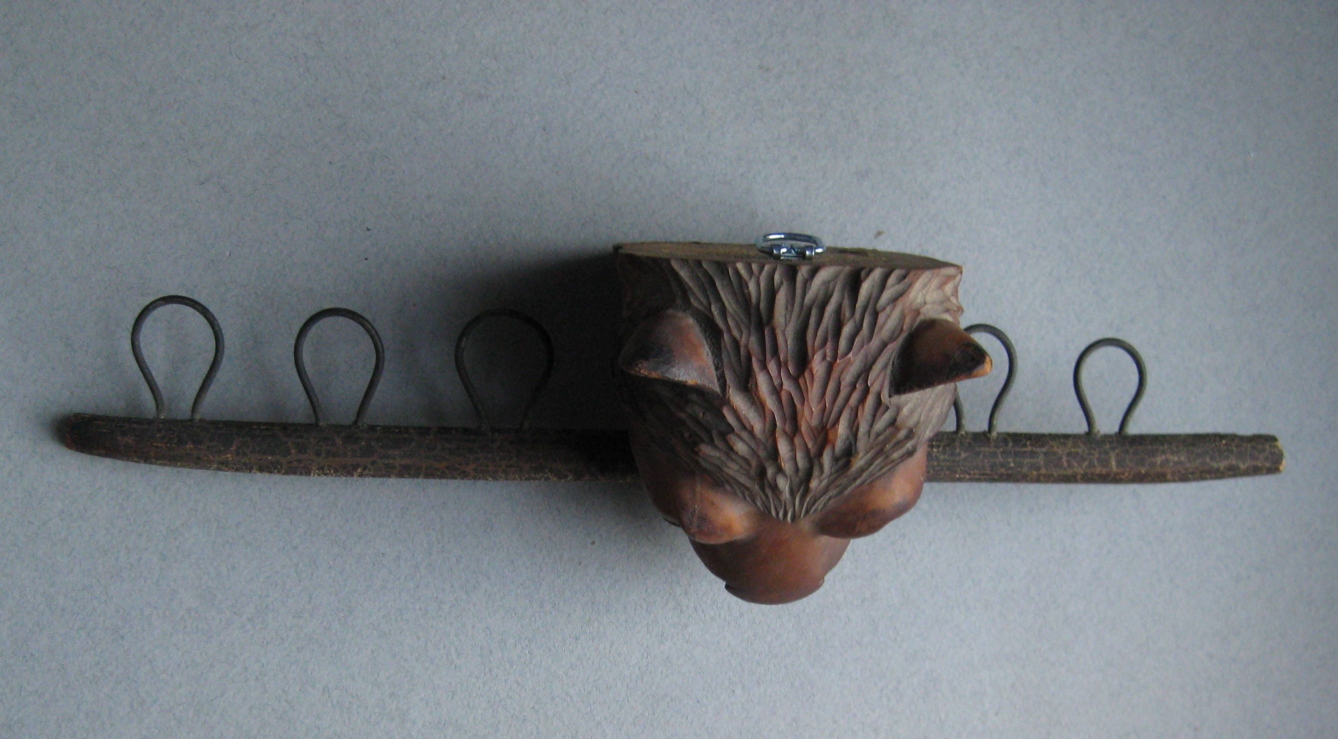 Carved, Black Forest Lion Head Key Holder