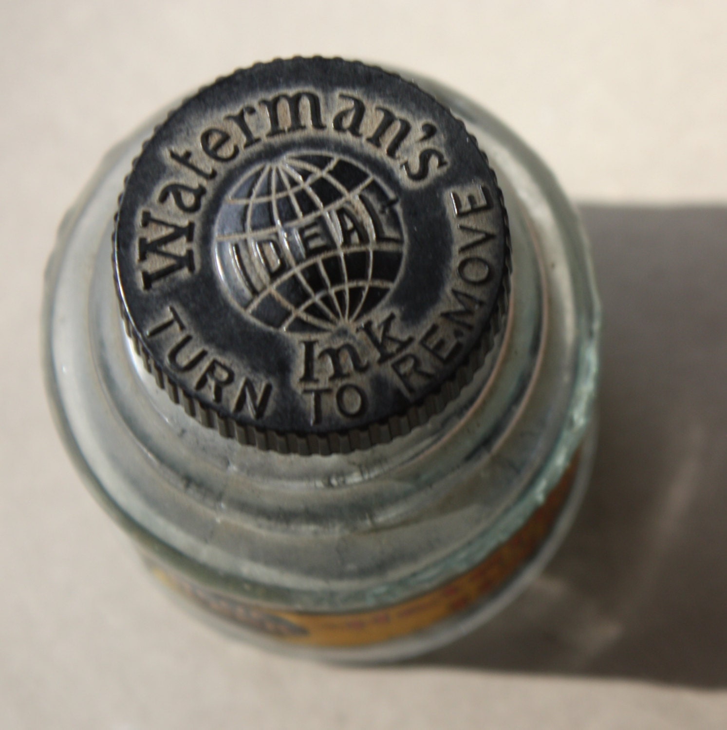 Reserved for R: Waterman's Ink Bottle with Bakelite Cap, Circa 1920s