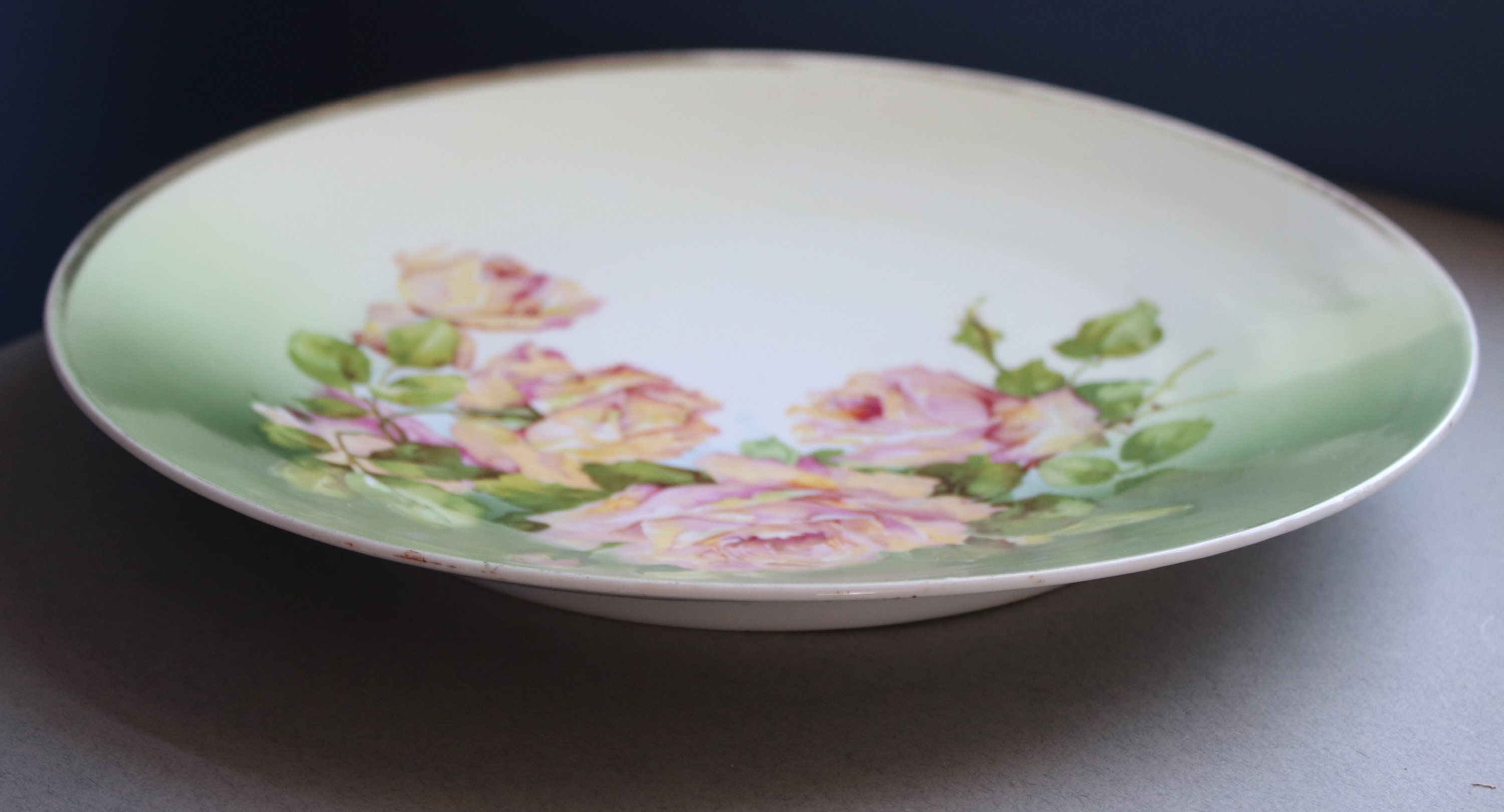 Antique, Porcelain, Three Crown German Plate with Roses