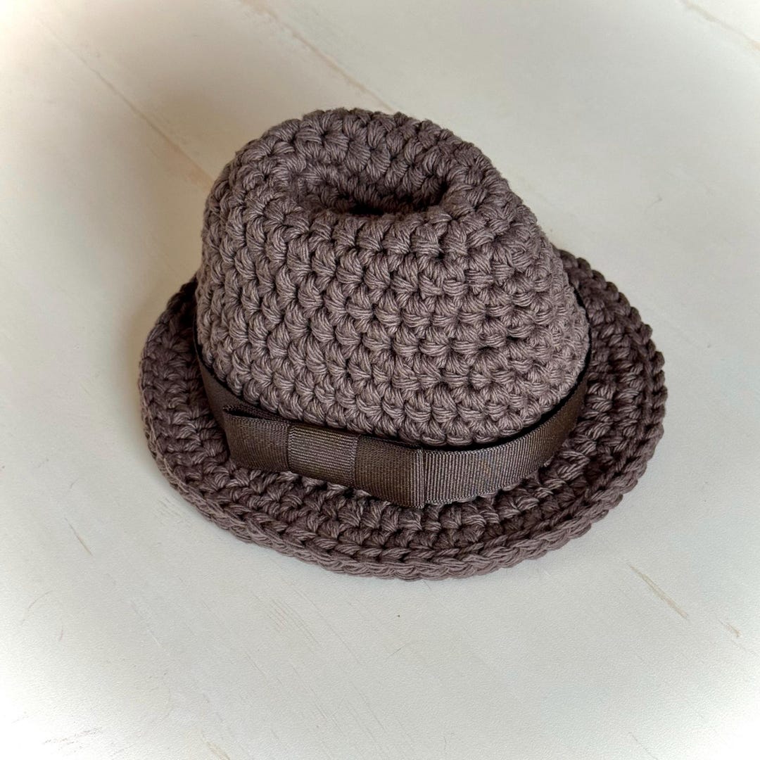 Indy Inspired Baby Fedora Hat, Crochet Fedora Hats for Infants, Sizes ...