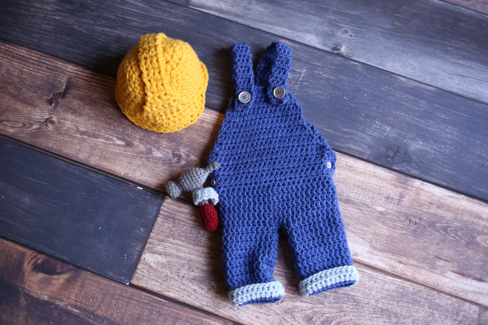 Construction/carpenter Set 3-pc Crochet Hard Hat Overalls - Etsy