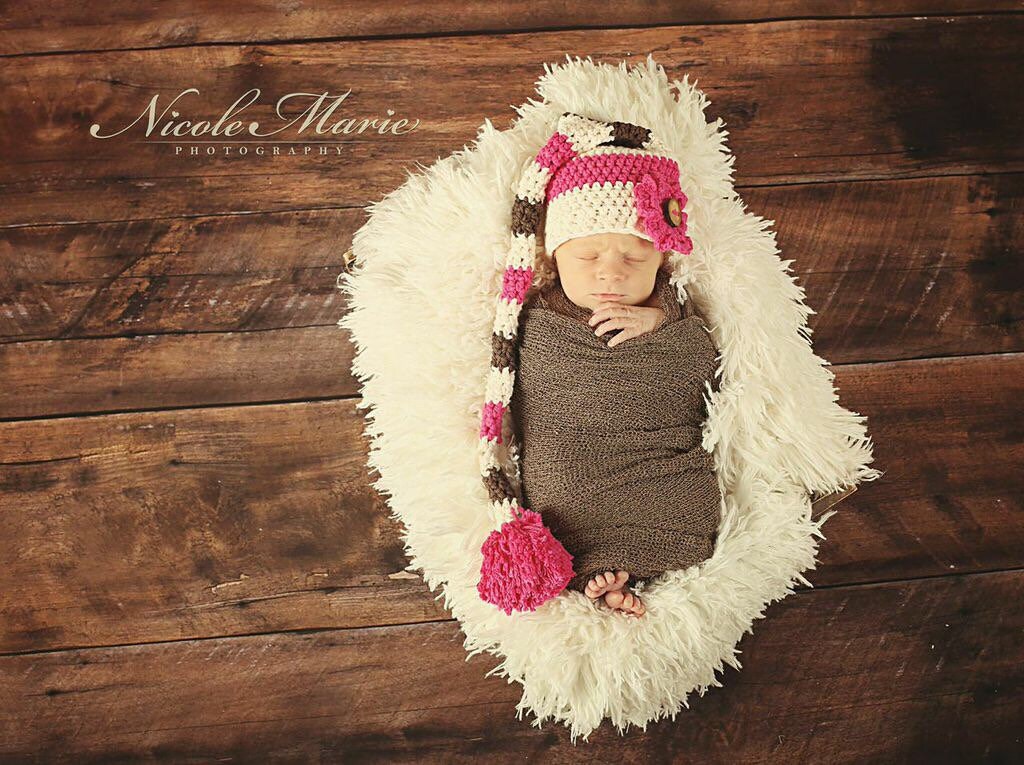 Stocking Cap Crochet Long Tail Striped Newborn Stocking Cap | Etsy