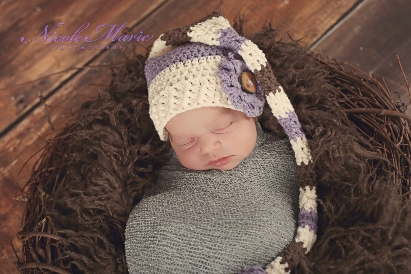 Stocking Cap Crochet Long Tail Striped Newborn Stocking Cap | Etsy