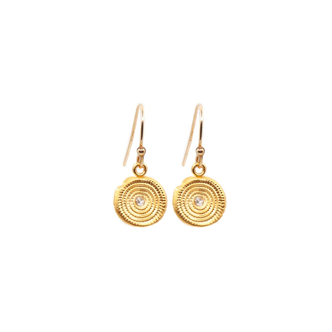 Hanging Zen Circles Earrings, Natural Designs, Dangly Earrings, Gold ...