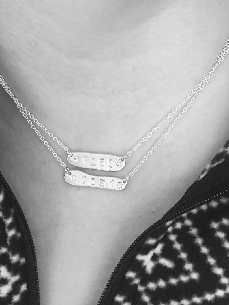 Zip Code Necklace in Silver Custom Graduation Gift College | Etsy