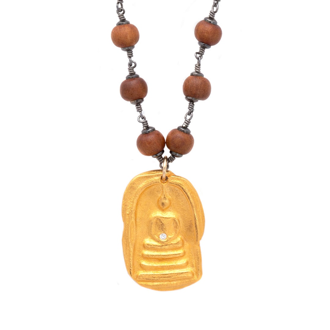 Gold Organic Buddha Charm Necklace, Handmade, Friendship Gift, Yogi ...