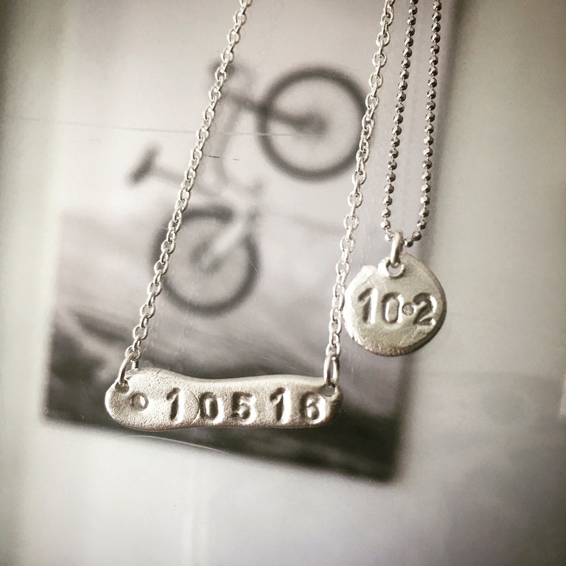 Zip Code Necklace in Silver Custom Graduation Gift College | Etsy