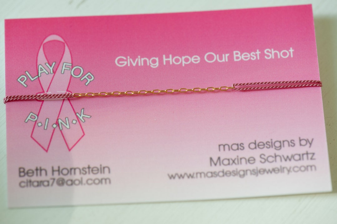 Breast Cancer Jewelry, Play 4 Pink, Pink String Bracelet, Breast Cancer ...