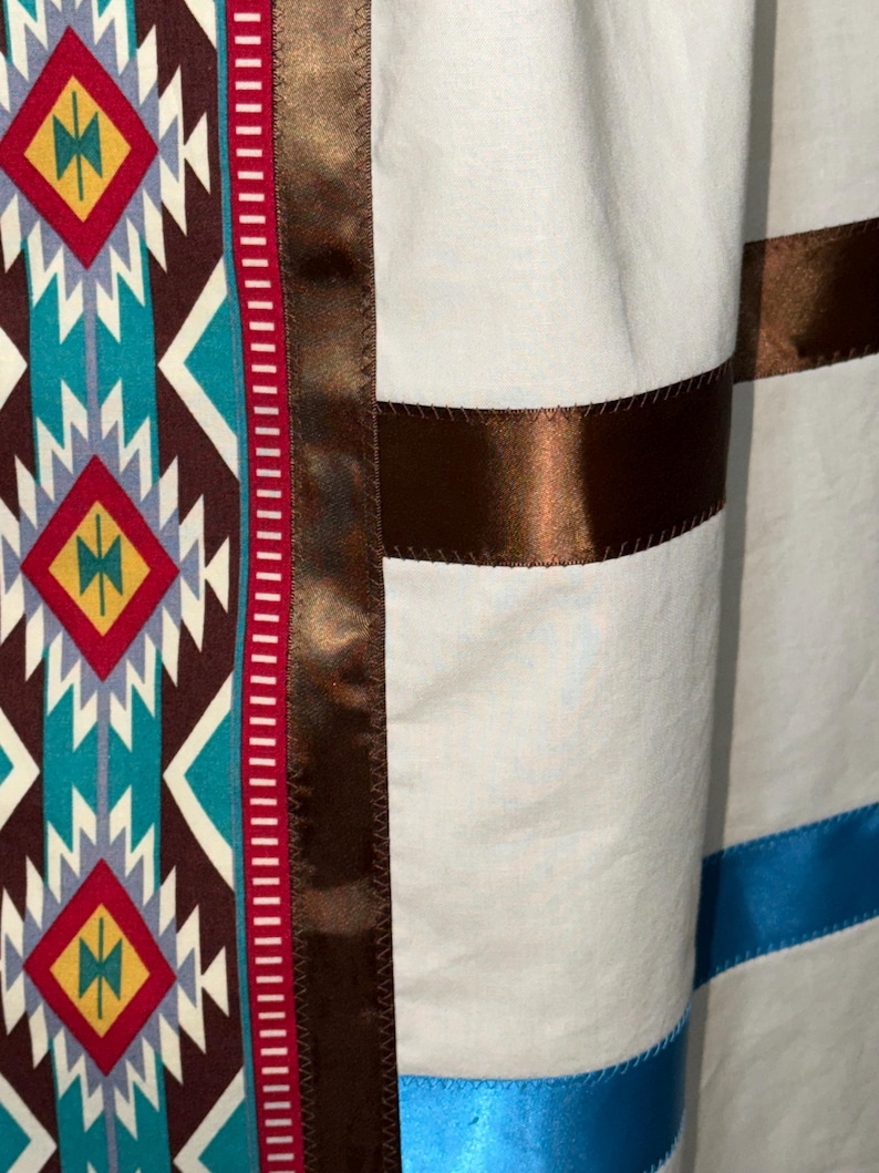 Cream Ribbon Skirt | Southwest Native Inspired Panel, Satin Accents ...