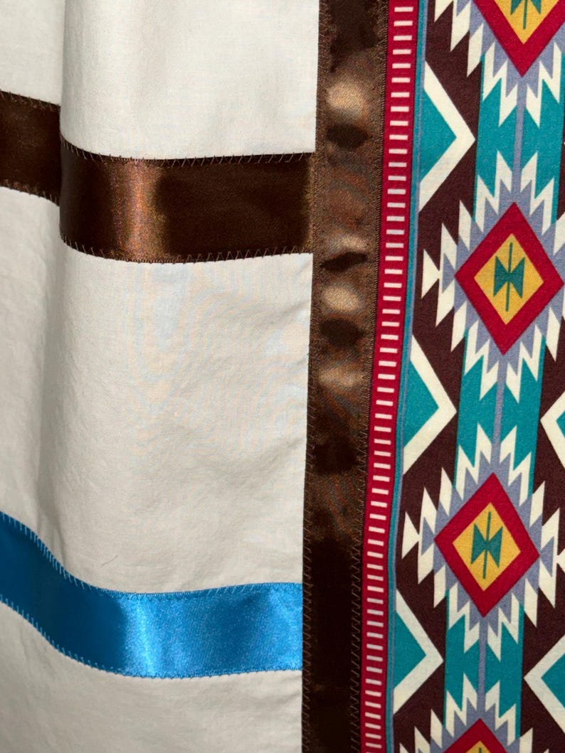 Cream Ribbon Skirt | Southwest Native Inspired Panel, Satin Accents ...
