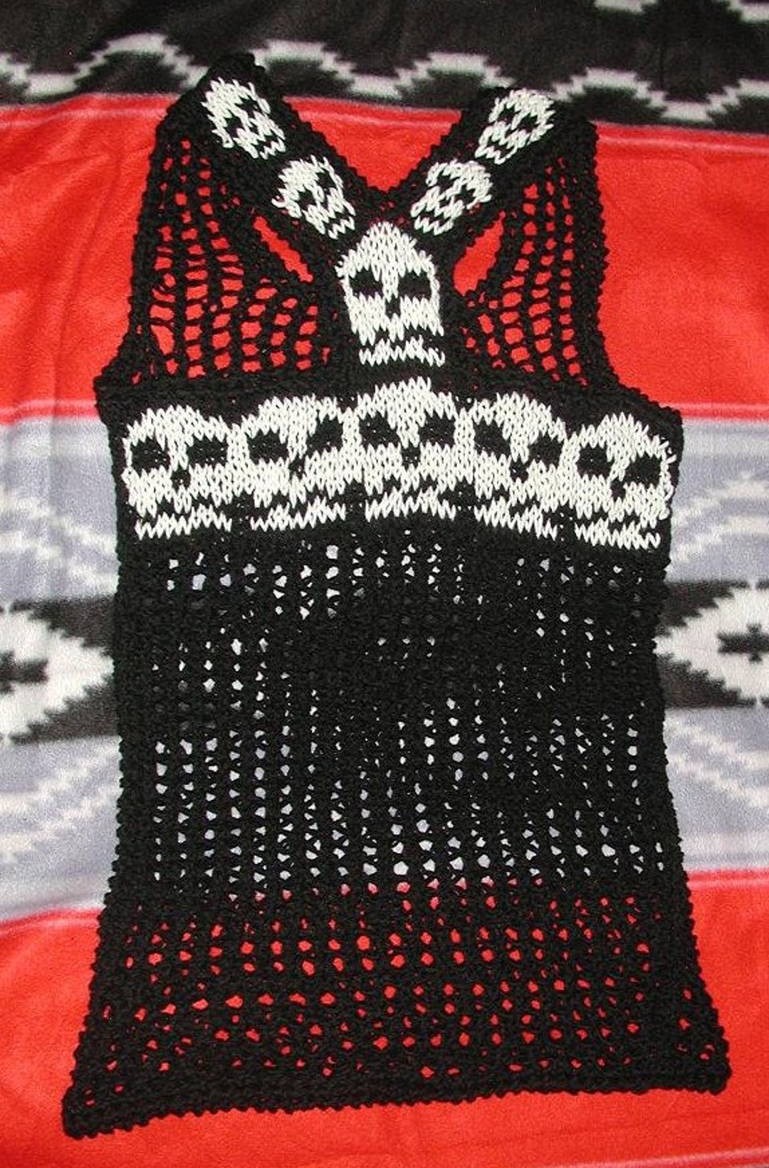 PDF Knitting Pattern Lace and Skulls Racer Back Tank Adult XS to XL - Etsy