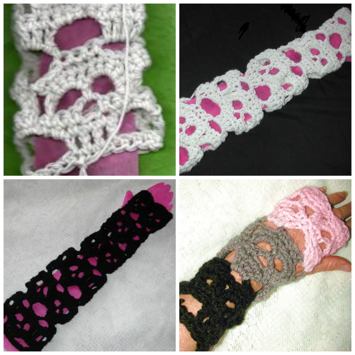 PDF Creepy Skulls Crochet Pattern Gauntlet Fingerless Glove 3 - Etsy