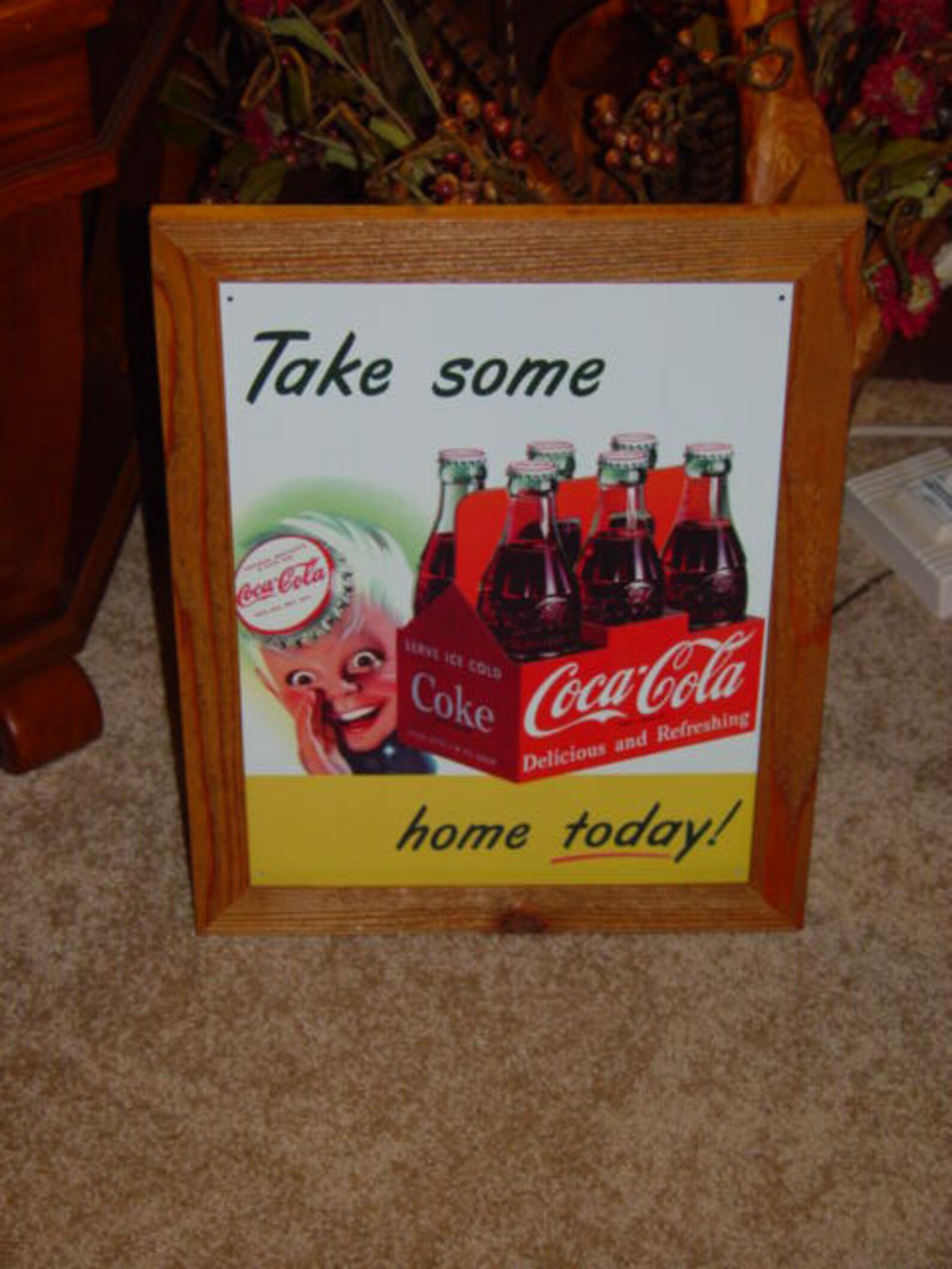 FREE SHIPPING Coca Cola custom framed solid cedar wood 15X18 | Etsy