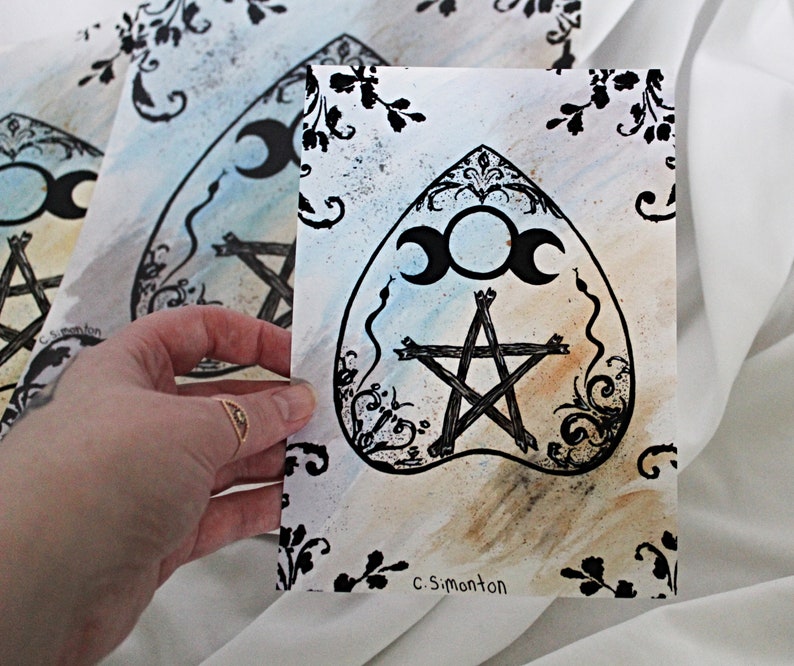 Planchette Art Print, Witch Art, Witch Shop, Ouija Board Art ...