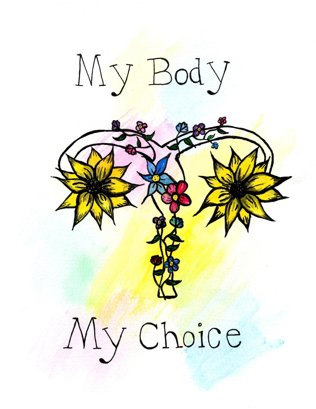 My Body My Choice Art Print, Floral Uterus Art - Etsy