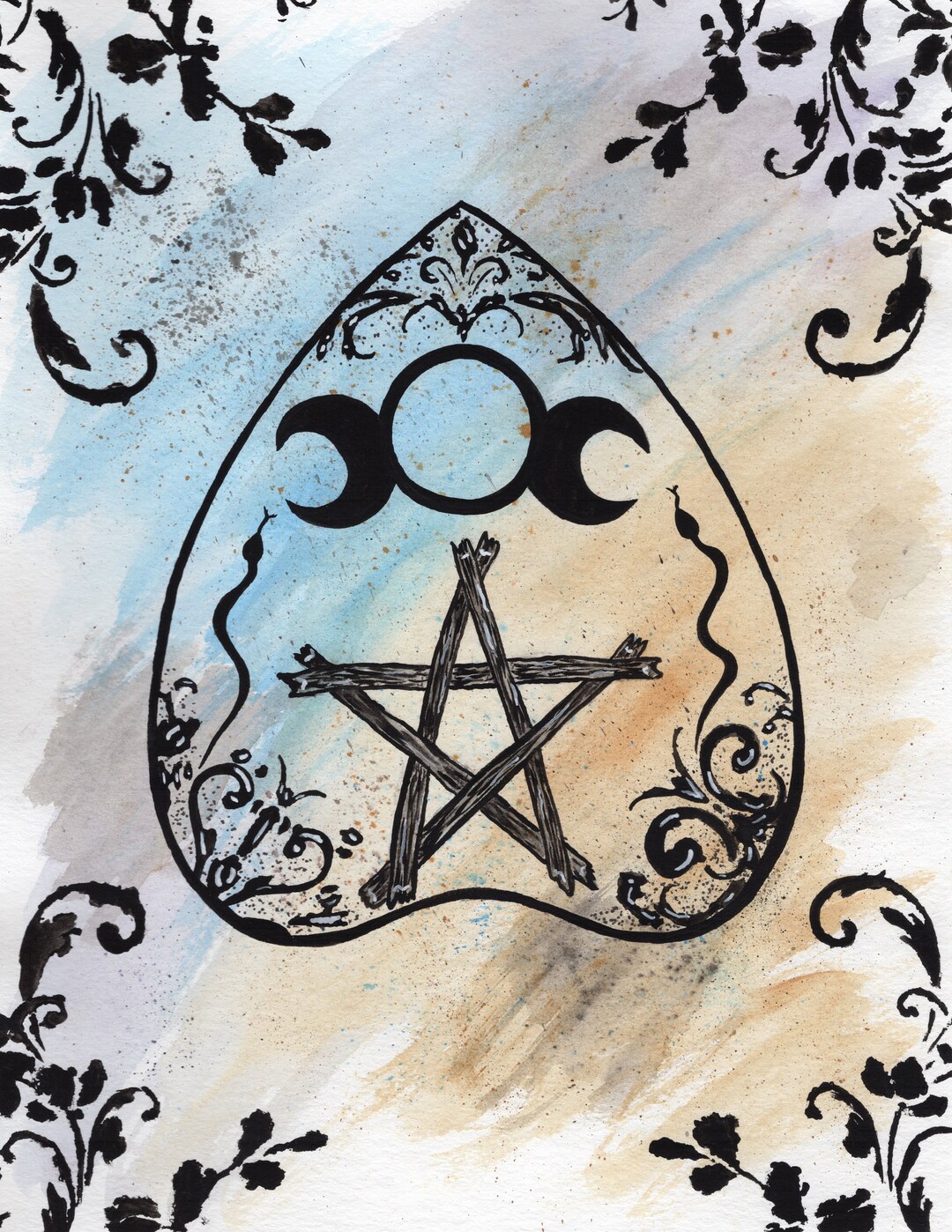 Planchette Art Print, Witch Art, Witch Shop, Ouija Board Art ...