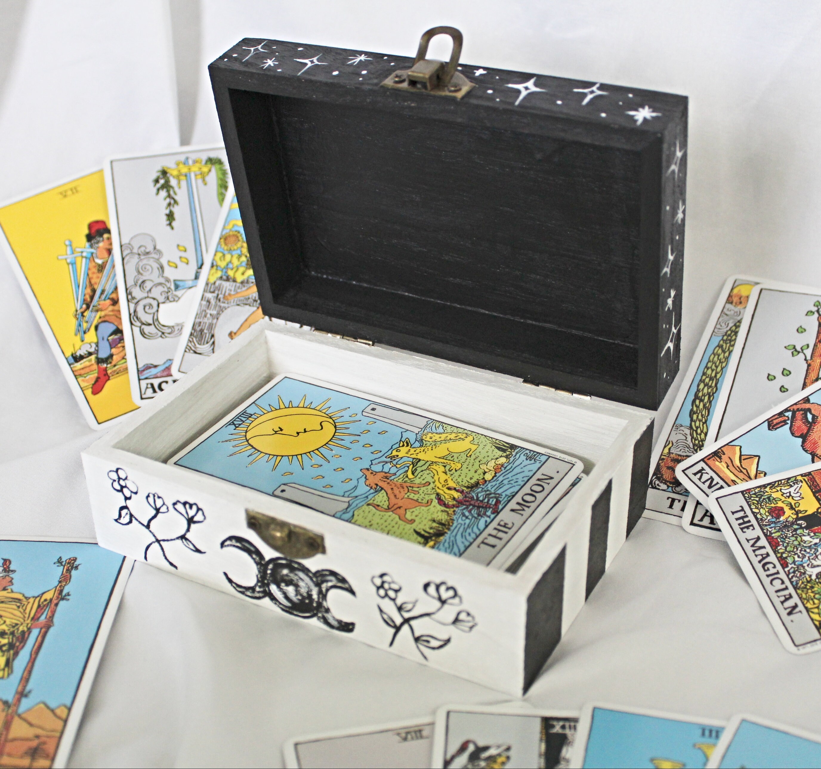 Moon Tarot Box, Tarot Card Box, Tarot Box, Moon Box, Hand Painted Box ...