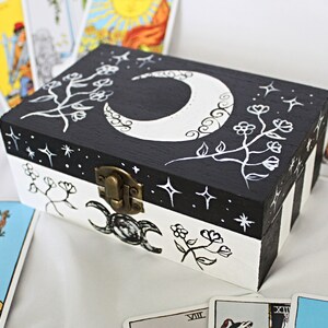 Moon Tarot Box, Tarot Card Box, Tarot Box, Moon Box, Hand Painted Box ...