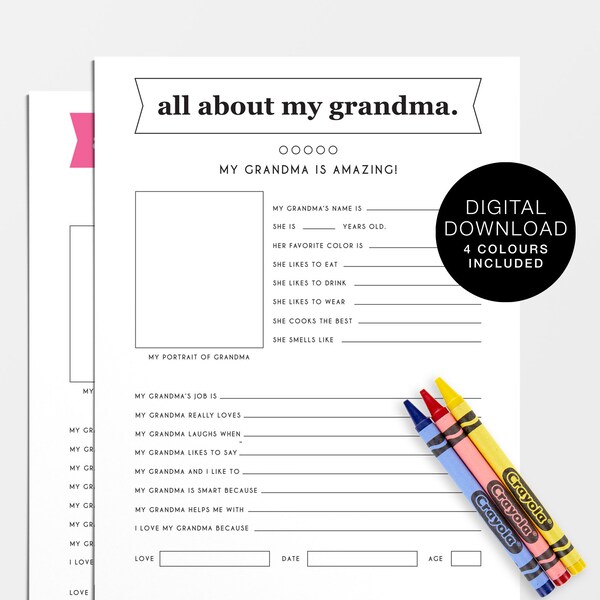 My Grandma Worksheet - Etsy