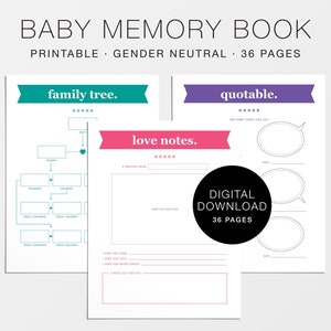 Digital Baby Book, Printable Baby Keepsake Journal, Baby Milestone Book ...