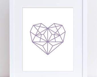 Purple heart print | Etsy