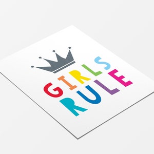 Girls Rule Rainbow Printable Girls Rule Kids Poster Girl - Etsy