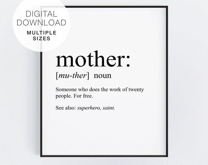 Mother's Day Dictionary Definition Printable, Mother's Day Funny Sign ...
