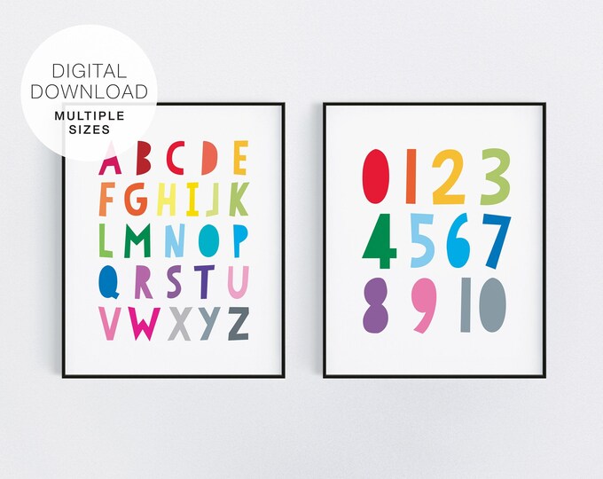 ABC 123 Printable Set of 2, Alphabet Kids Room Decor, 123 Kids Poster ...