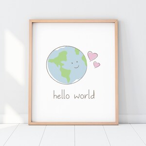 Hello World Printable, Hello World Art Print, Hello World Nursery, Blue ...