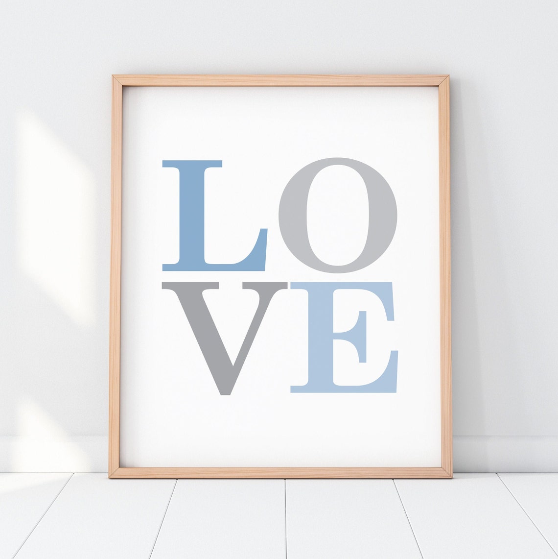 Love Word Art Printable Baby Blue and Grey Nursery Art Blue - Etsy