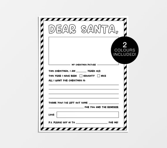 Letter To Santa Template Black And White