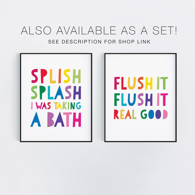 Splish Splash I Was Taking a Bath Printable Kids Bathroom | Etsy
