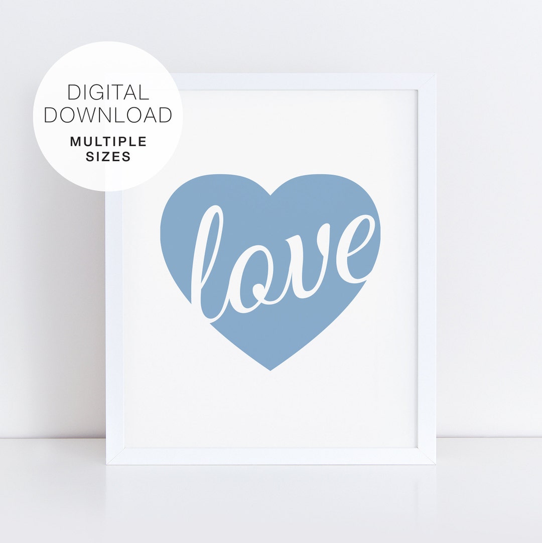 Printable Love Art Love Word Art Nursery Art Blue Blue - Etsy